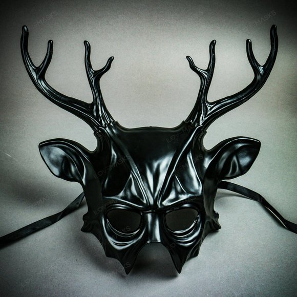 ILOVEMASKS | Accessories | Black Devil Demon Deer Horn Party Masquerade ...